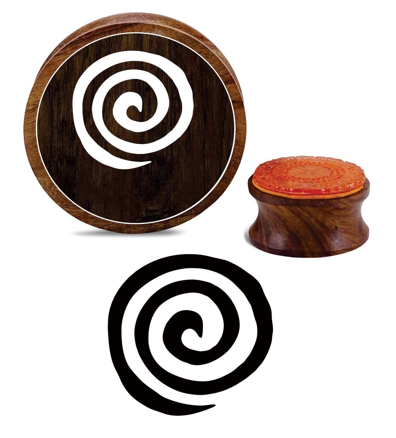 Printtoo Round Spiral Pattern Craft Textile Print Wooden Rubber Stamp ...
