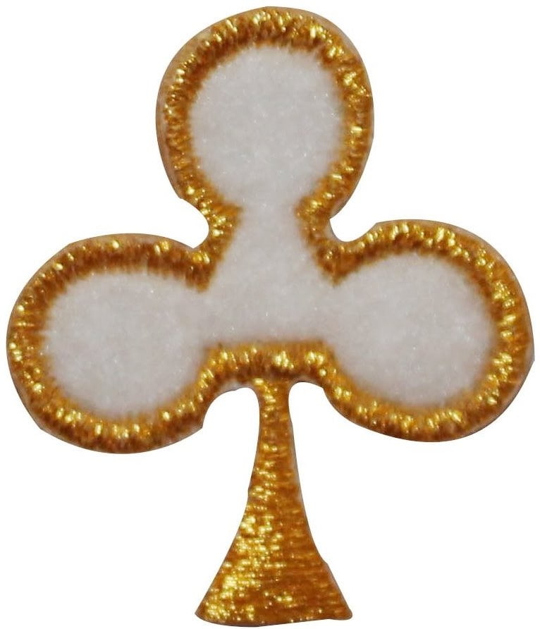 ID 8575 Gold Club Suit Patch Card Gambling Symbol Embroidered Iron On ...