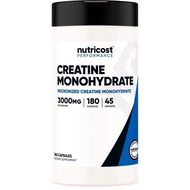 Nutricost Creatine Monohydrate 3,000mg, 180 Capsules (750mg Per Capsule ...