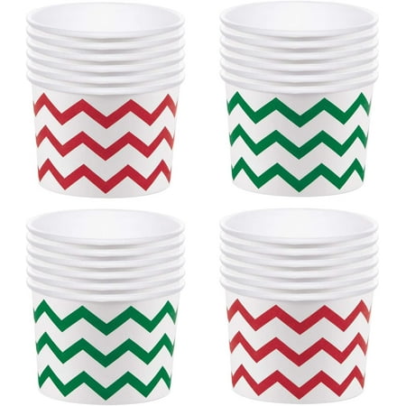 Holiday Red and Green Chevron Patterned Christmas Treat Cups for Party ...