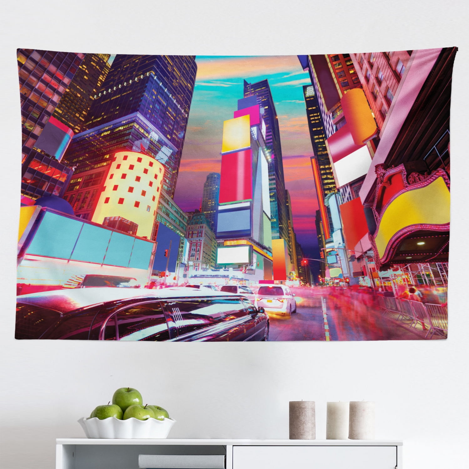 NYC Tapestry, New York Infographic Cartography Famous Landmarks Doodle ...