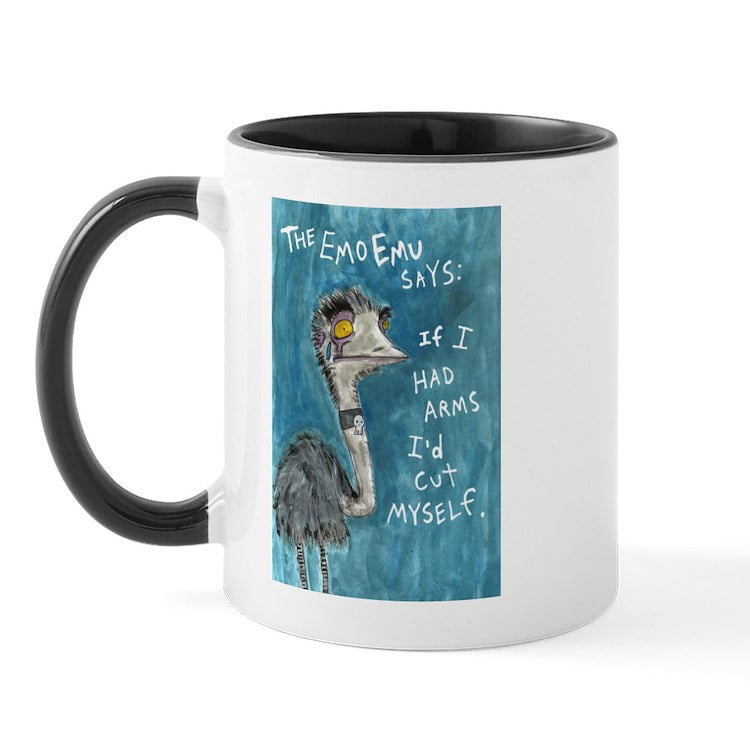CafePress - Emo Emu Mug - 11 oz Ceramic Mug - Novelty Coffee Tea Cup ...