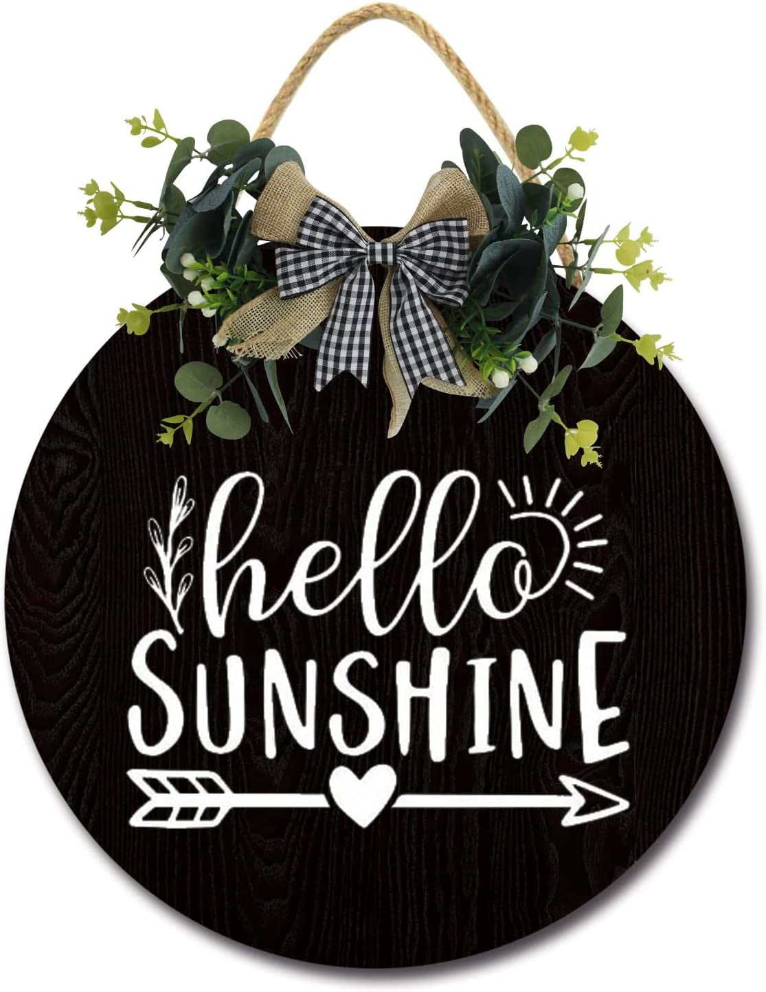 Eveokoki 12" Wooden Sign Hello Sunshine Front Door,Mall Decor for ...