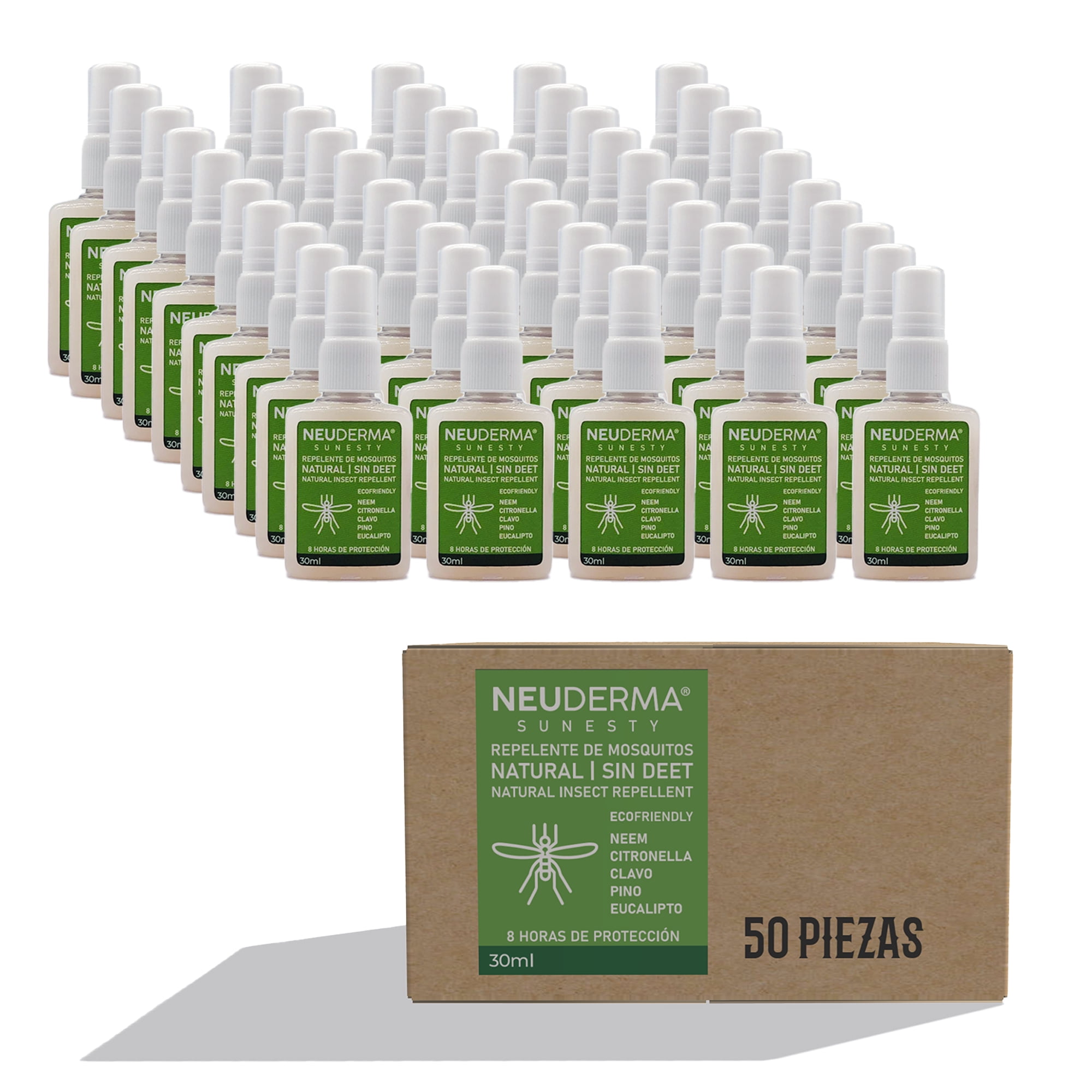 Repelente de mosquitos Orgánico NEUDERMA 30ml caja con 50pz | Walmart ...