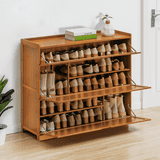 MoNiBloom Free Standing Bamboo Organizer, 5-Tier Shoe Cabinet with Door ...