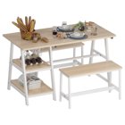 Furniture of America Jaycee Multi-Storage Dining Table, Light Walnut ...