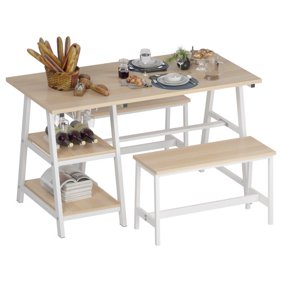 Furniture of America Jaycee Multi-Storage Dining Table, Light Walnut ...