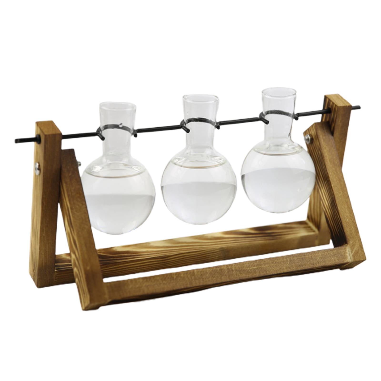 Jaspee Plant Terrarium Glass Test Tube Holder In Wood Tabletop Stand ...