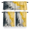 Abstract Yellow Beige Black Ombre Curtain Tier and Valance Set 3 Piece ...