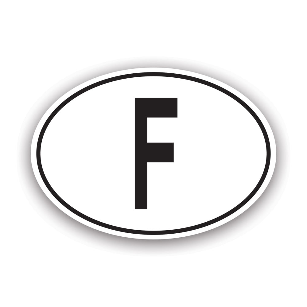 F France Country Code Oval Sticker Decal - Self Adhesive Vinyl - Weatherproof - Made in USA ...