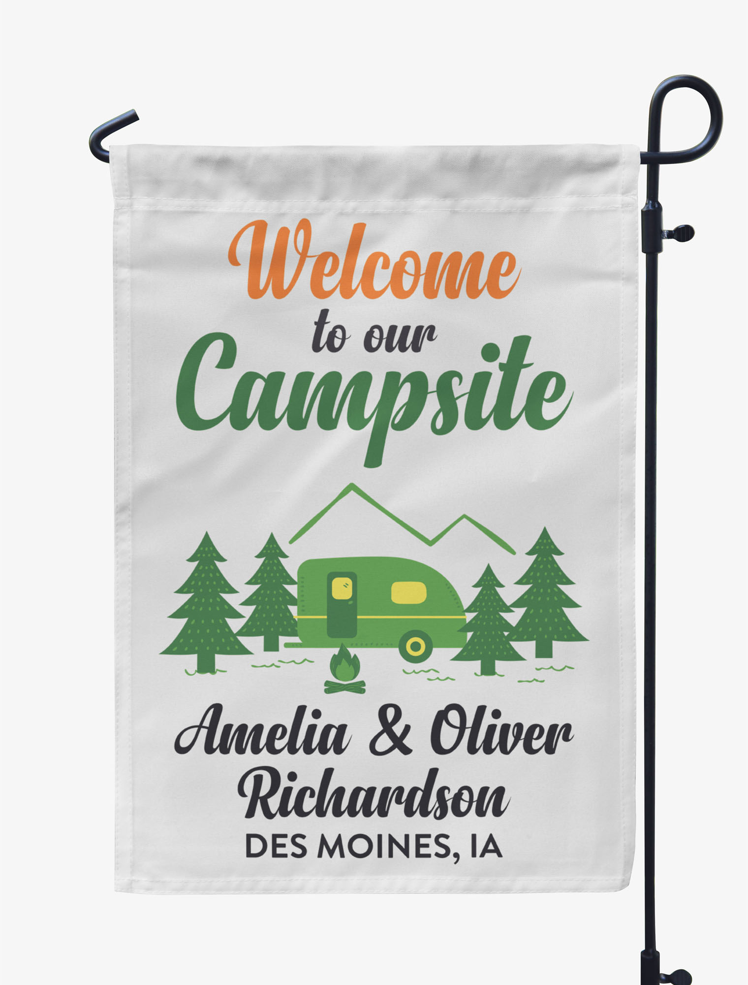 Printtoo White Welcome To Our Campsite Retro Camp Trailer Personalized ...