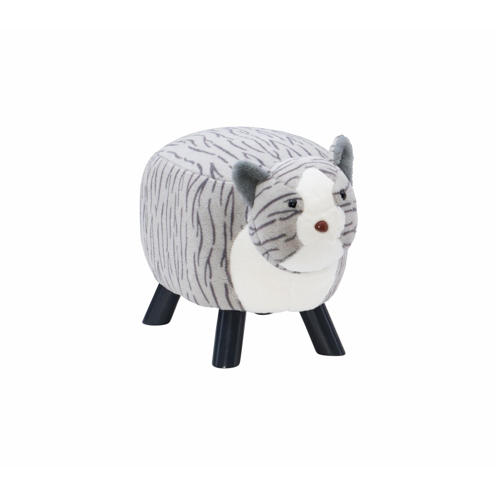 Powell Pebbles the Tabby Cat Children's Stool - Gray Stripe Faux Fur ...