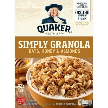 Quaker Simply Granola, Oats, Honey, Raisins and Almonds, 34.5 Oz, 5g ...