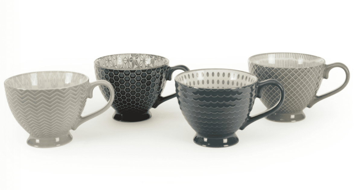 Signature Houseware Pad Print Gray 14 oz Mugs Set of 4 - Walmart.com