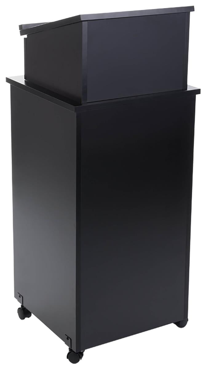 Displays2go Black Speaker Lectern, Elevated Reading Surface, Enclosed ...