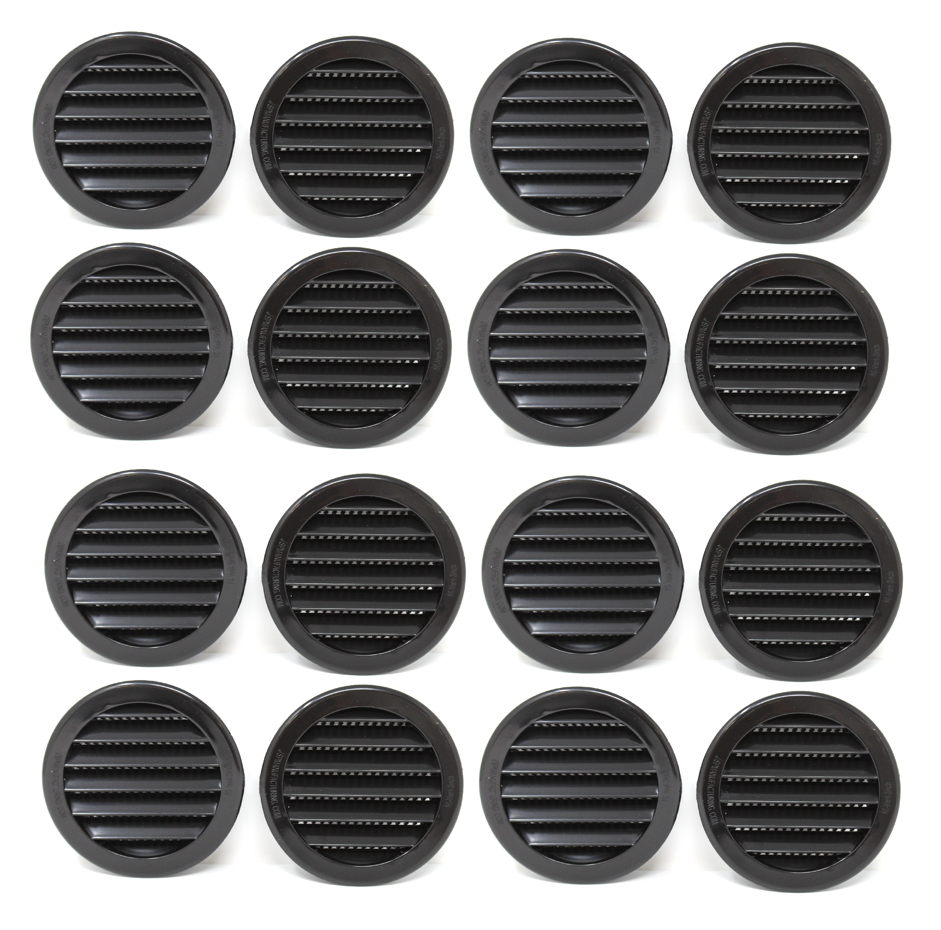 16 Pack 3" Black Round Plastic Louver Soffit Air Vent - Walmart.com