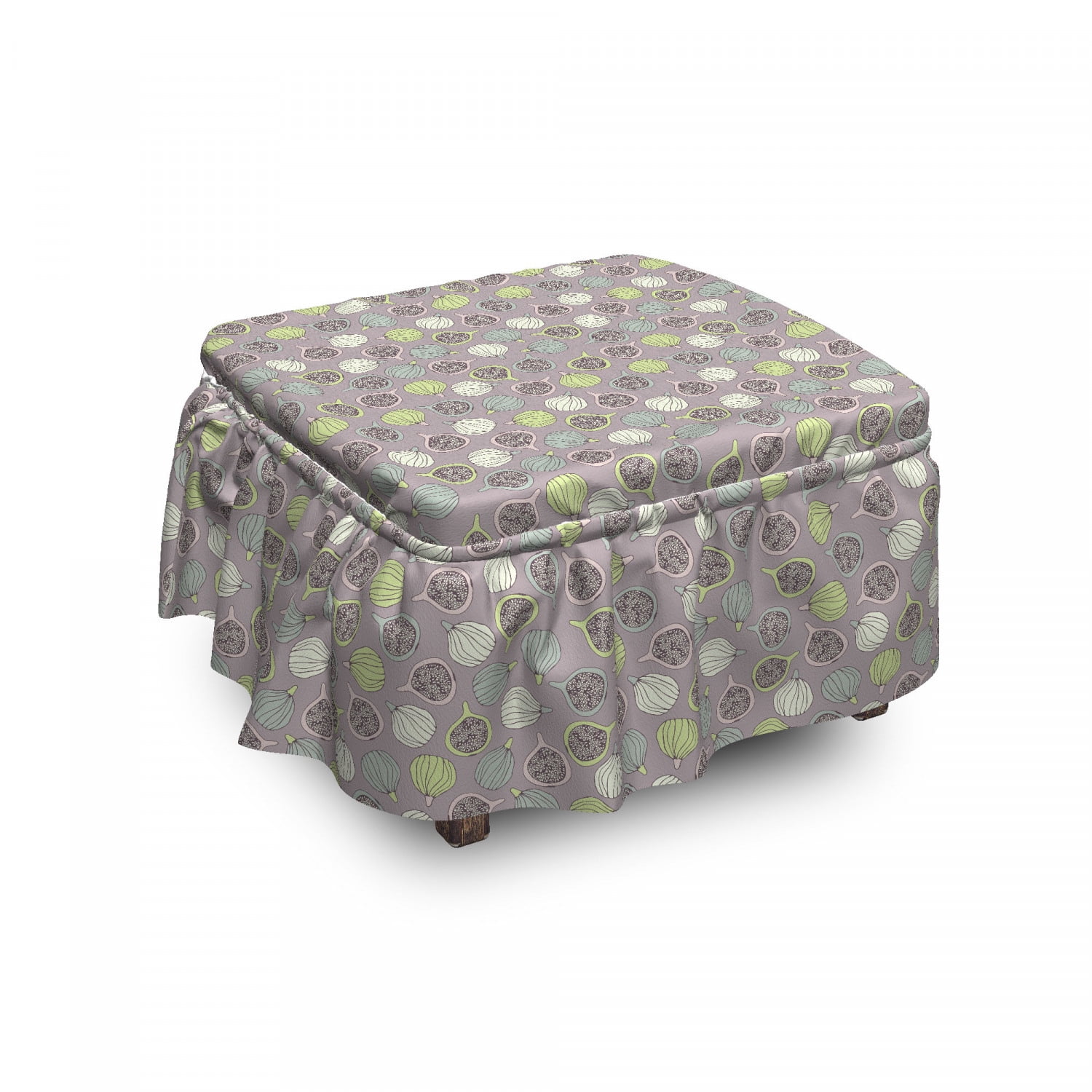 Fruit Ottoman Cover, Pastel Sliced Figs with Seeds, 2 Piece Slipcover ...