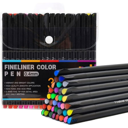 36 Fineliner Color Pen Set 0.4mm Fine Line Colored Sketch Writing ...