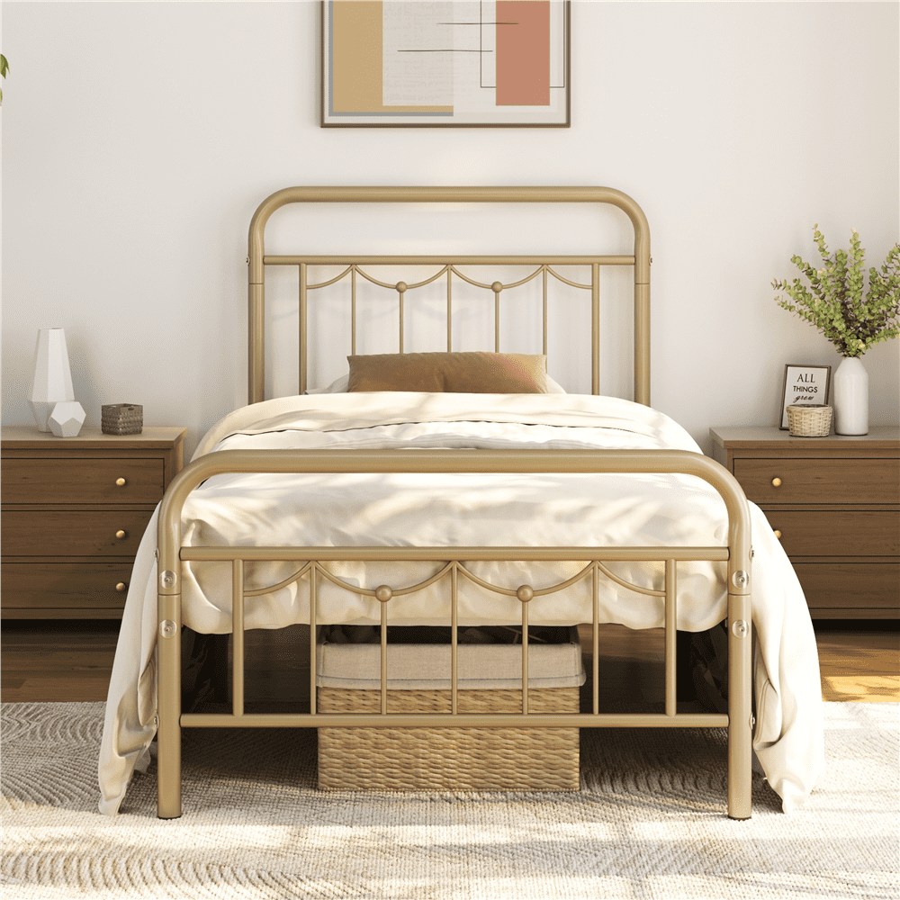 Click here for Fullfurnique Metal Platform Bed Frame With Vintage... prices