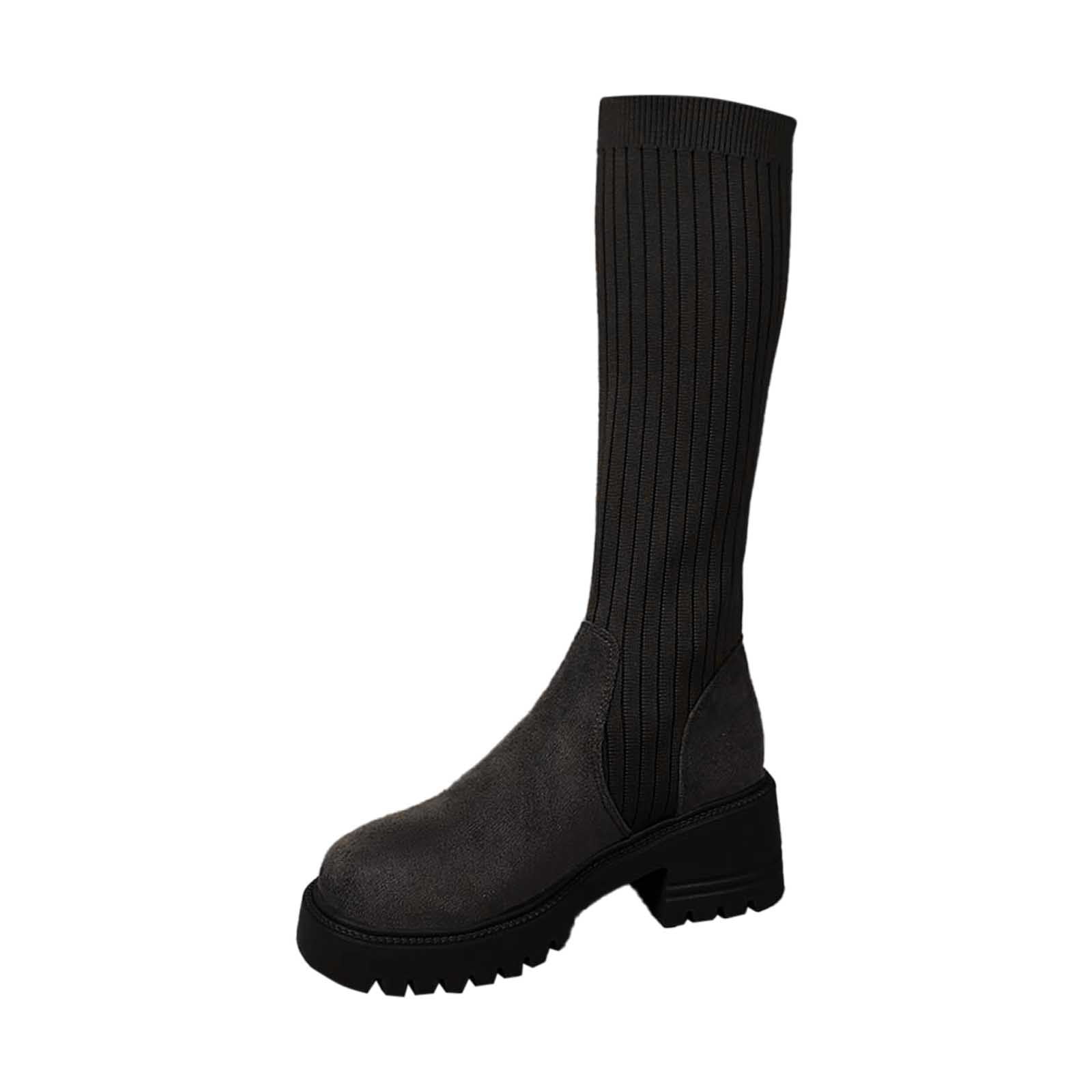 Click here for Tievosa Knee High Thick Sole Knitted Stretch Long... prices