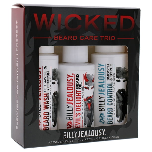 Wicked Beard Trio Kit by Billy Jealousy for Men - 3 Pc 2oz Beard Wash ...