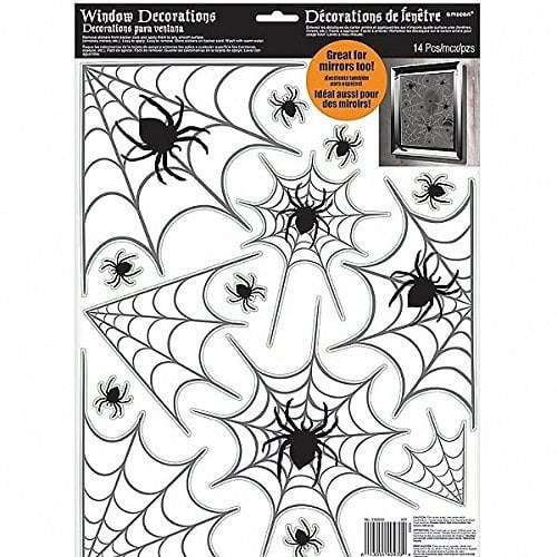 Amscan Halloween Spiders and Webs Vinyl Window Clings 14 Pieces ...