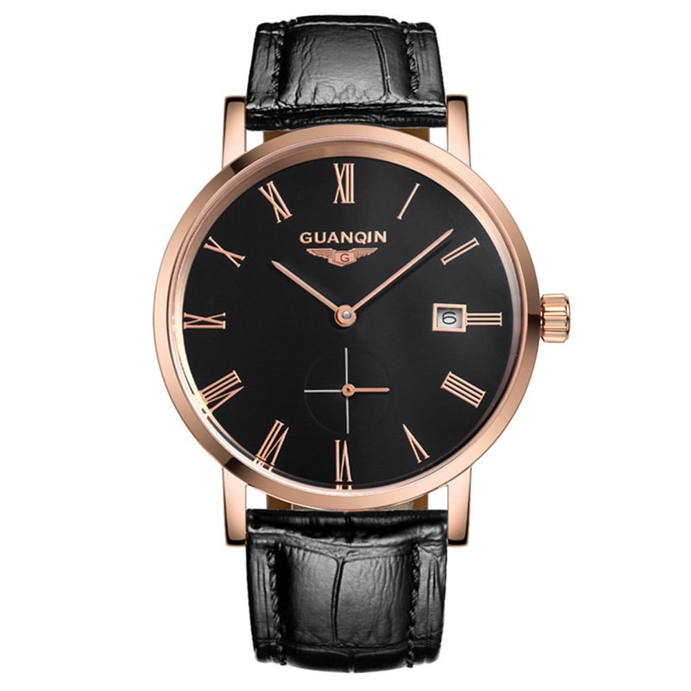 GUANQIN Men Vintage Calendar Analog Automatic Self Winding Mechanical ...