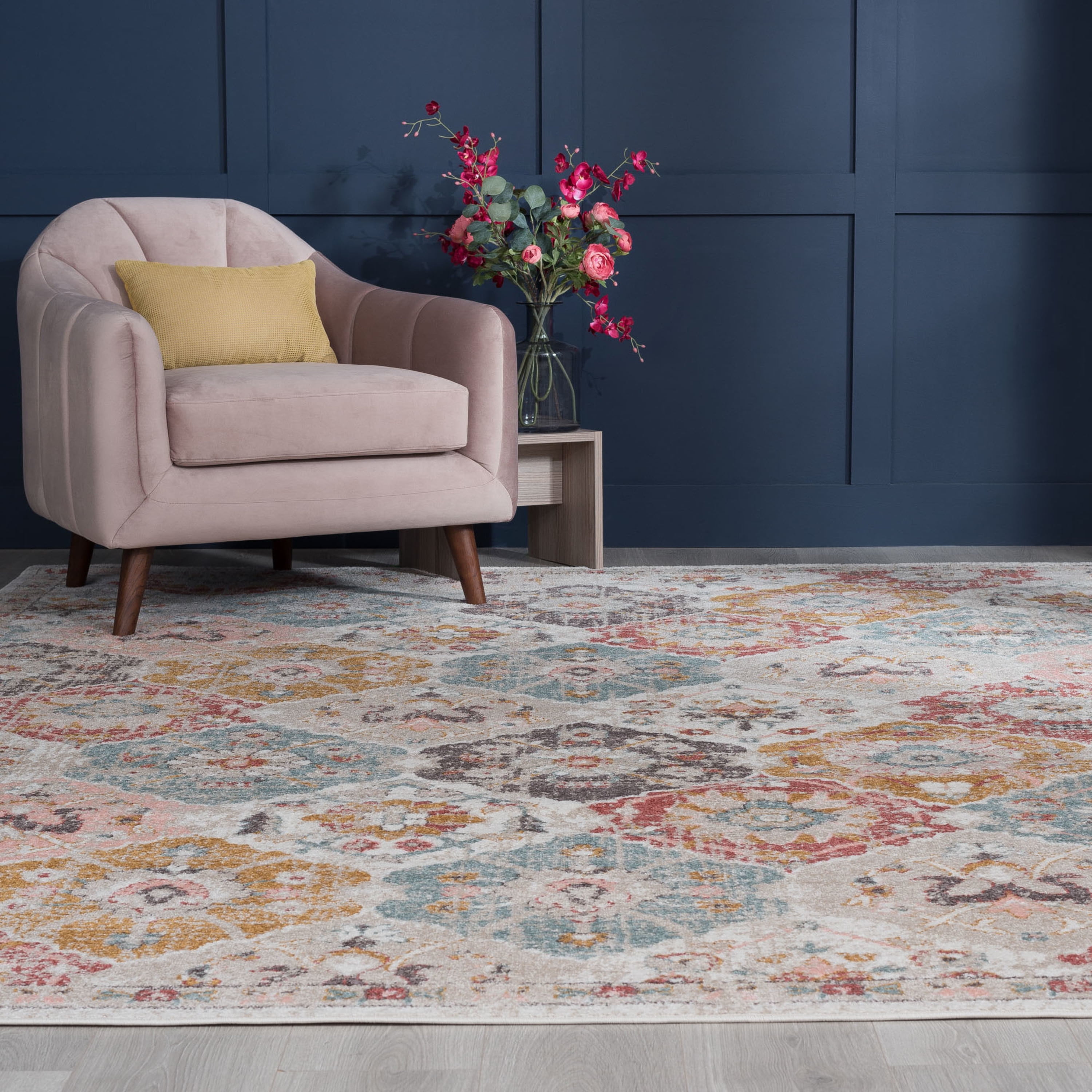 Traditional 5x7 Area Rug (5'3'' x 7'3'') Oriental Terra, Blue Living ...