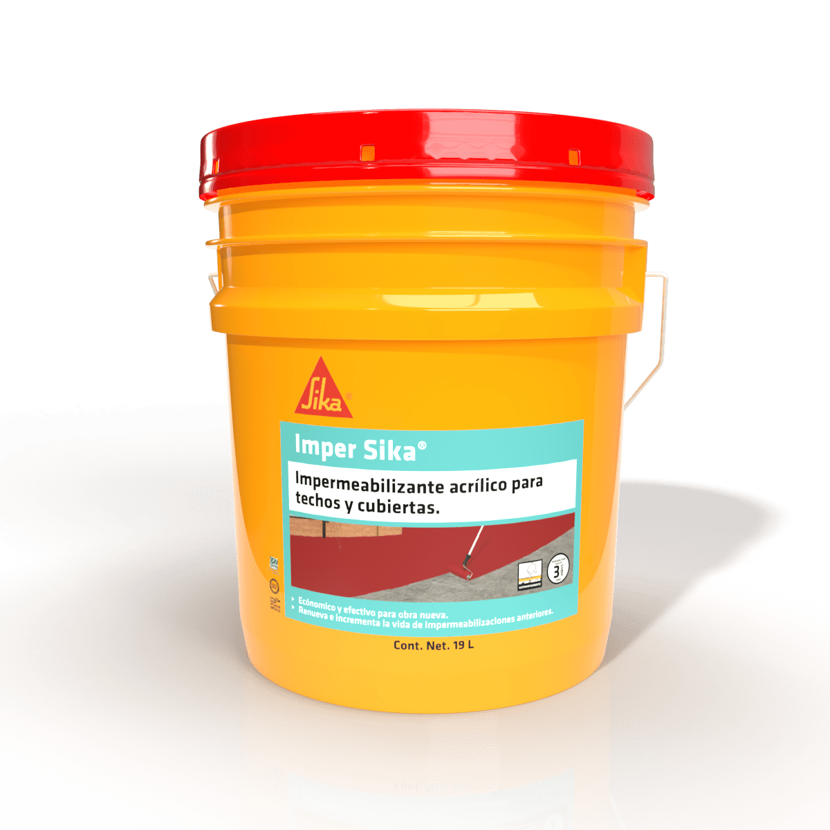 Sika Impermeabilizante Acril Techo Power 4 años 19 Litros Color Rojo ...
