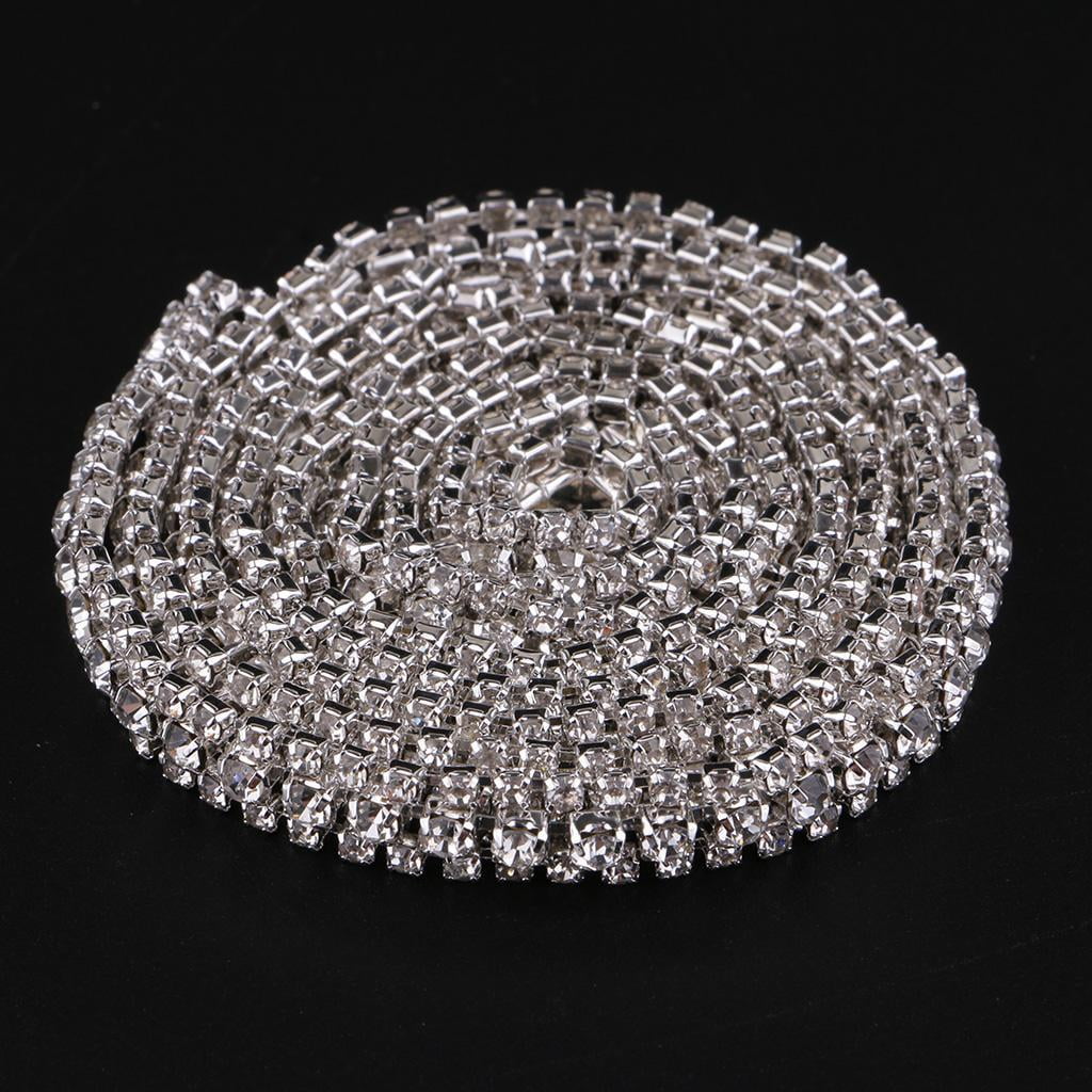 -Row Crystal Rhinestone Close Chain Copper Claw Craft Making Withe ...