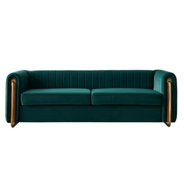 Pemberly Row 70" Square Arm Modern Velvet Sofa in Olive Green - Walmart.com