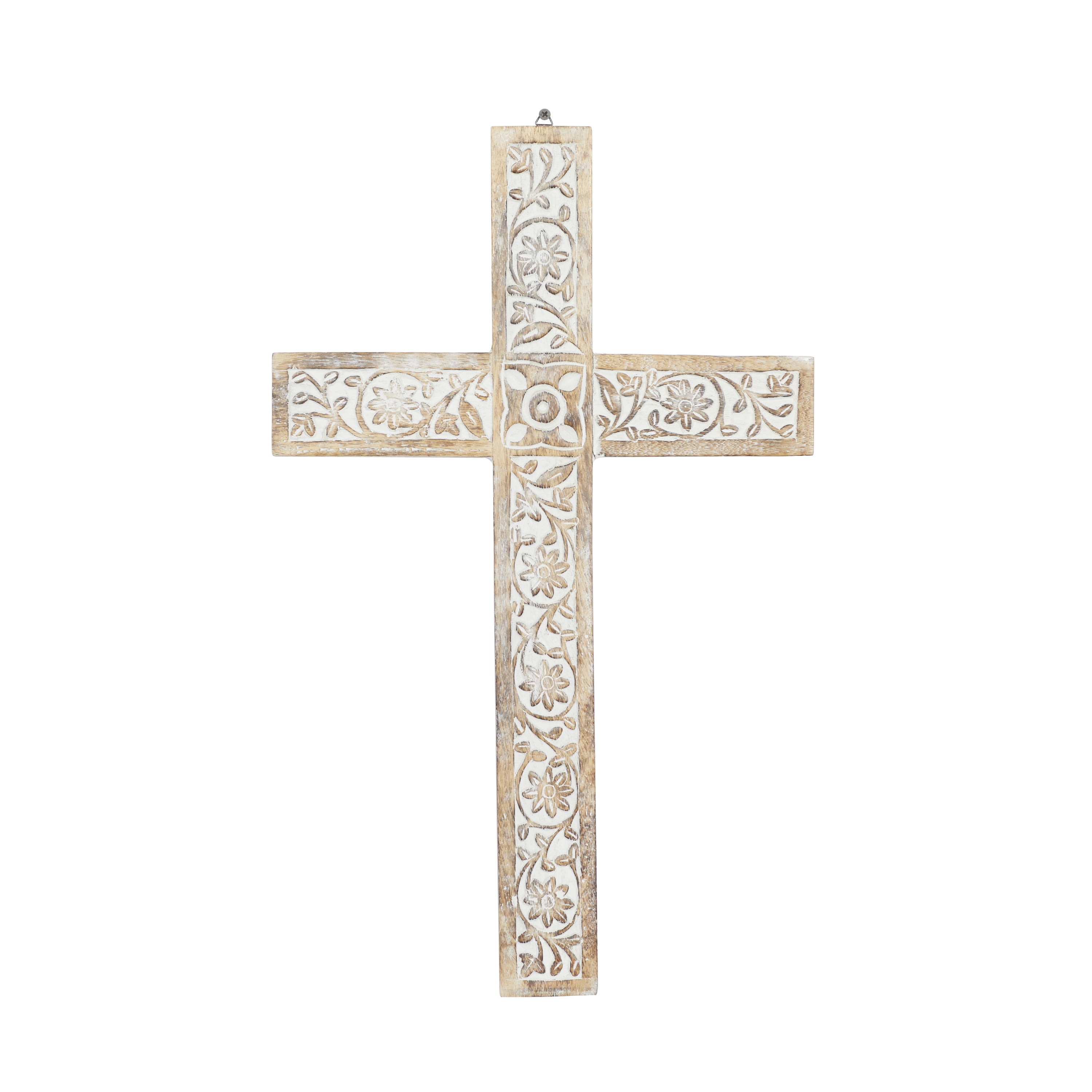 DecMode Brown Mango Wood Carved Cross Biblical Wall Decor - Walmart.com
