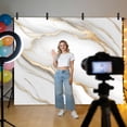 10x8ft Photo Backdrop, White Golden Marble Soft Polyester Backdrop ...