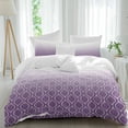 4 Piece Duvet Cover Set Queen, Purple Gradient Abstract Geometric Soft ...
