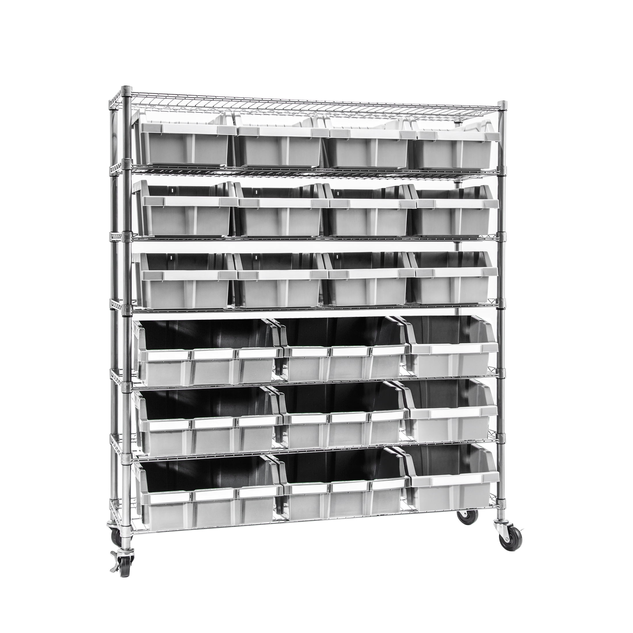 Seville Classics Extra-Wide 7-Tier NSF 21-Bin Rack, 48" W x 14" D x 56 ...