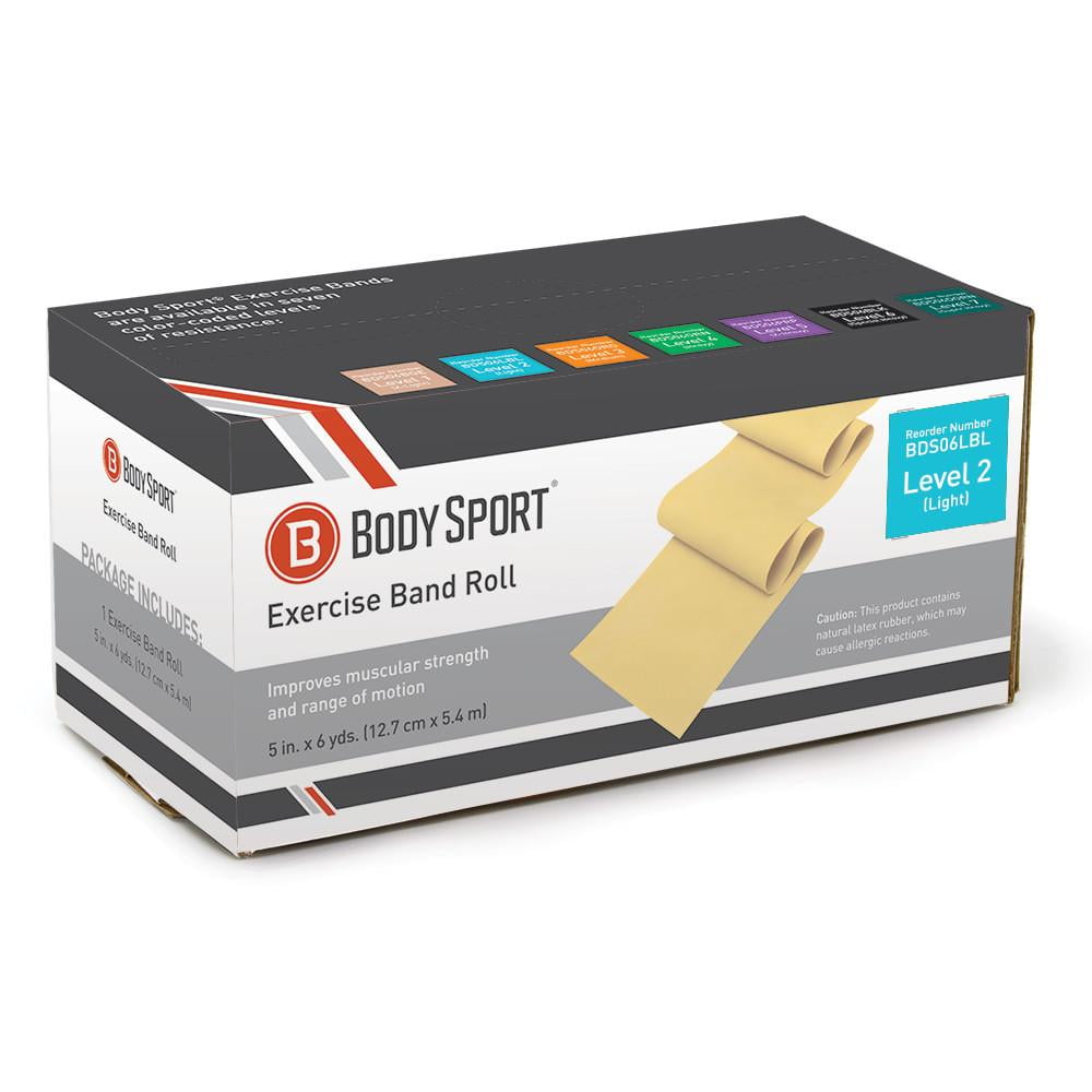 BodySport Non-Latex Exercise Band, Precut, 30/Box, 4 in. x 5 ft., Black ...