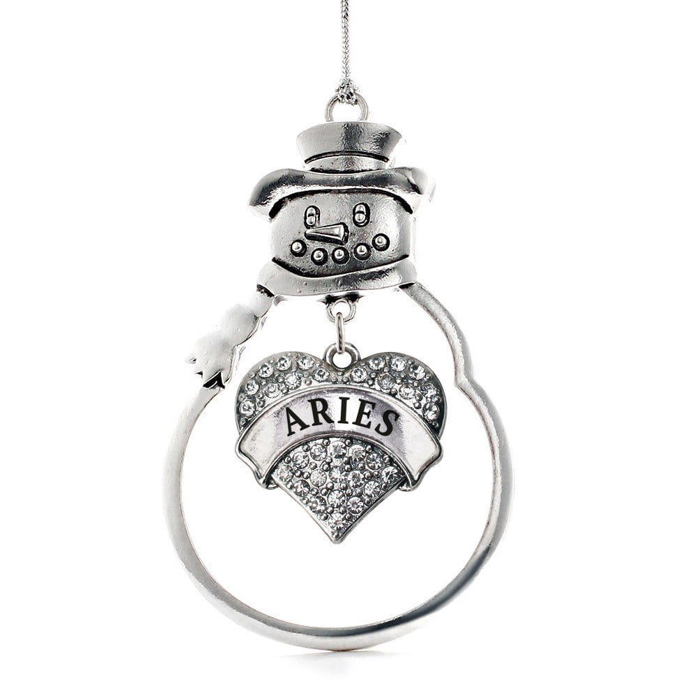Aries Zodiac Pave Heart Snowman Holiday Ornament - Walmart.com
