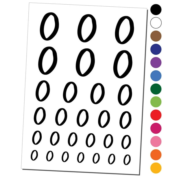 Number 0 Zero Felt Marker Font Water Resistant Temporary Tattoo Set ...