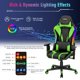 Gymax Gaming Chair Adjustable Swivel Computer Chair w/ Dynamic LED ...