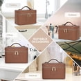 Brown Faux Leather Travel Makeup Bag for Women – Water-Resistant ...