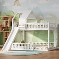 HMYG Wood Full XL Over Queen Floor House Bunk Bed Frame with Slide ...