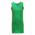 Girls Sleeveless Square Grid Sequin Print Tank Dress – Round Neck ...