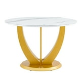 A modern minimalist round white patterned table top measuring 48 inches ...