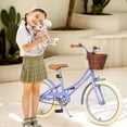 ACEGER 20 Inch Girls Bike with Basket, Purple, Kickstand, Ages 7-13 ...