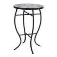 Outdoor Round Mosaic Top Iron Leg Side Table for Patio Garden, Red ...