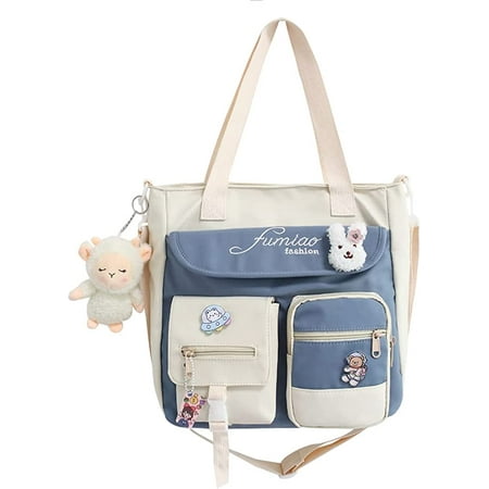 NETSENG Aesthetic Messenger Bag with Stuffed Pendant and Pins Kawaii ...