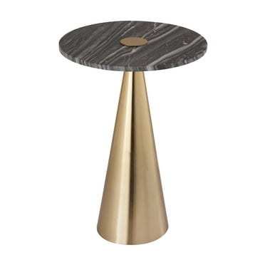 TOV Furniture Richard Side Table, White Marble Top, Gold Border, Black ...