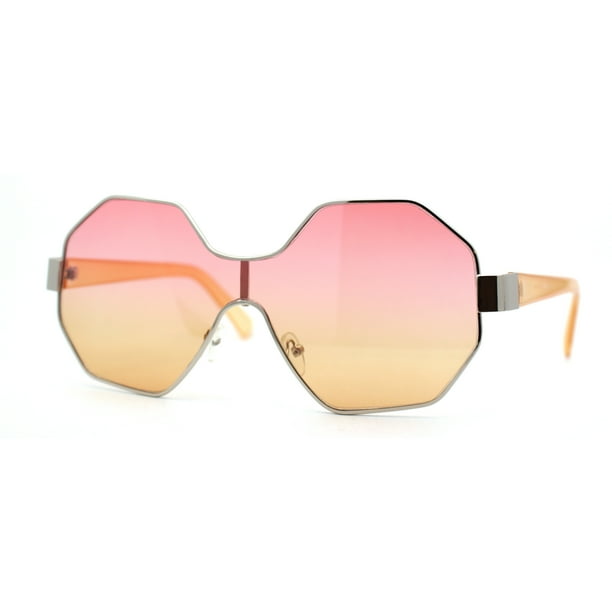 Funky Octagonal Shield Retro Oversize Womens Fashion Sunglasses Pink ...