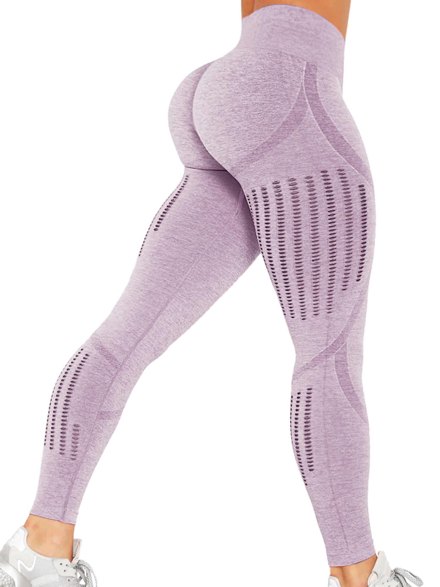 Qric Women High Waisted Seamless Leggings Workout Butt Lift Tummy