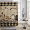 Black Brown Buffalo Check Shower Curtain, Rustic House Berry Vine Star ...